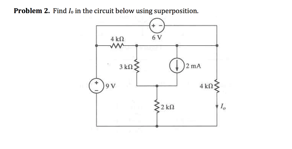 Solved Find l_0 in the circuit below using superposition. | Chegg.com
