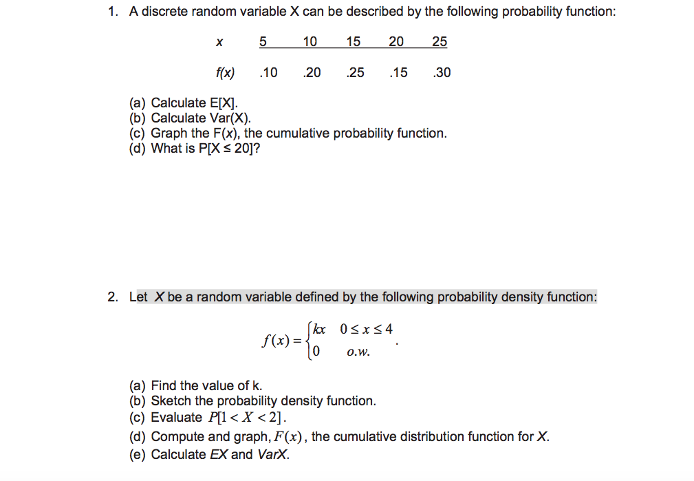 Solved 1. A discrete random variable X can be described by | Chegg.com