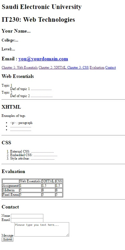 Solved Exercise 1 (3 Marks) 1. Create Exercise1.html | Chegg.com