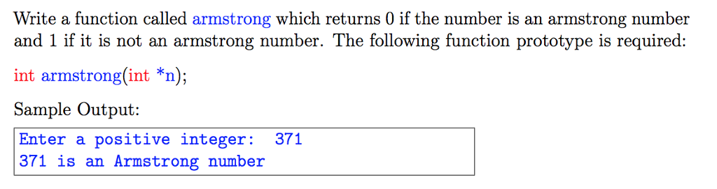 Solved 4. [Bonus Problem] An Armstrong number of three | Chegg.com