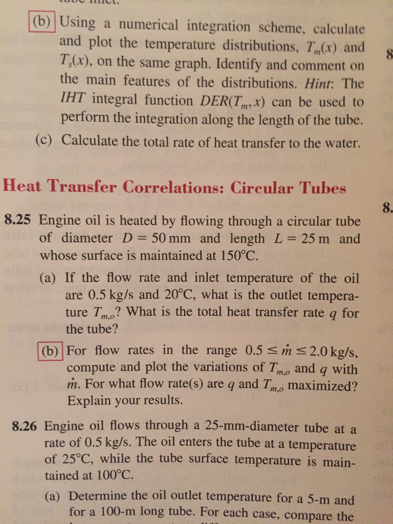 Solve using LMTD please (8.25) Engine Oil | Chegg.com