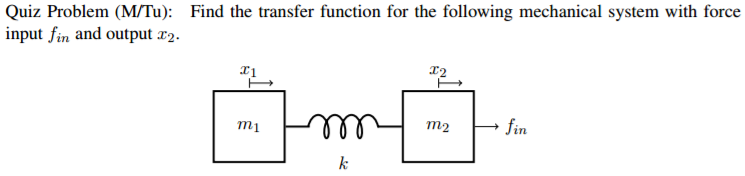 Solved Find the transfer function for the following | Chegg.com
