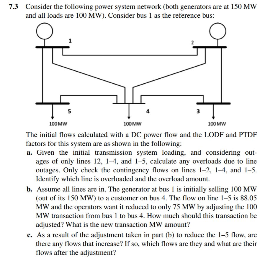 7.3 Consider the following power system network (both | Chegg.com