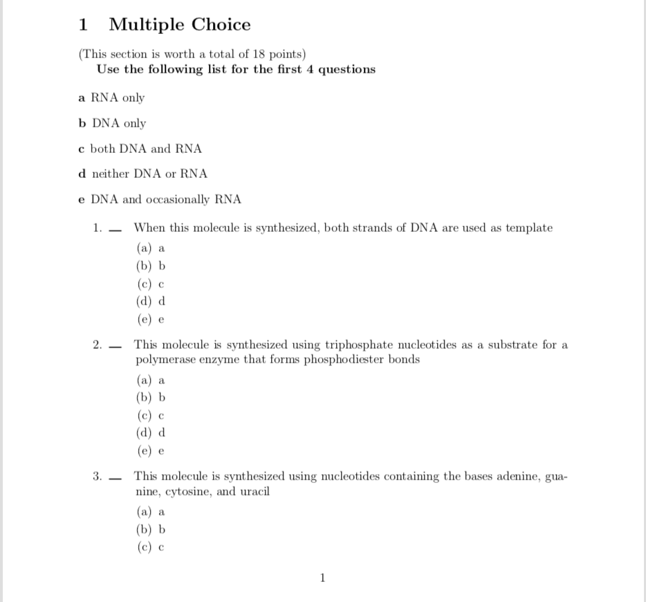 Solved 1 Multiple Choice This section is worth a total of 18 | Chegg.com