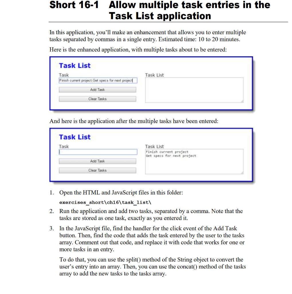 Solved Short 16-1 Allow multiple task entries in the Task | Chegg.com