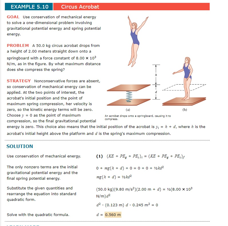 Solved EXAMPLE 5.10 Circus Acrobat GOAL Use conservation of | Chegg.com