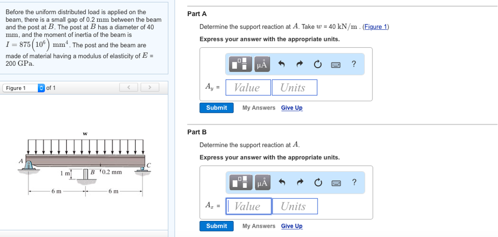 Solved Before the uniform distributed load is applied on the | Chegg.com