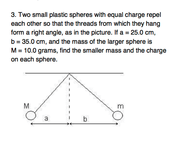 Solved Two small plastic spheres with equal charge repel | Chegg.com