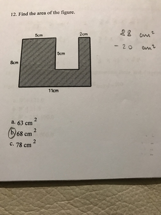 Solved Find the area of the figure. 63 cm^2 68 cm^2 78 | Chegg.com