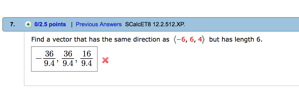 Solved 7. 0/2.5 points | Previous Answers SCalcET8 | Chegg.com Solved 7. 0/2.5 points | Previous Answers SCalcET8 | Chegg.com