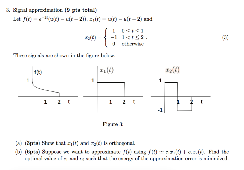 Solved 3. Signal approximation (9 pts total) Let f(t) = | Chegg.com