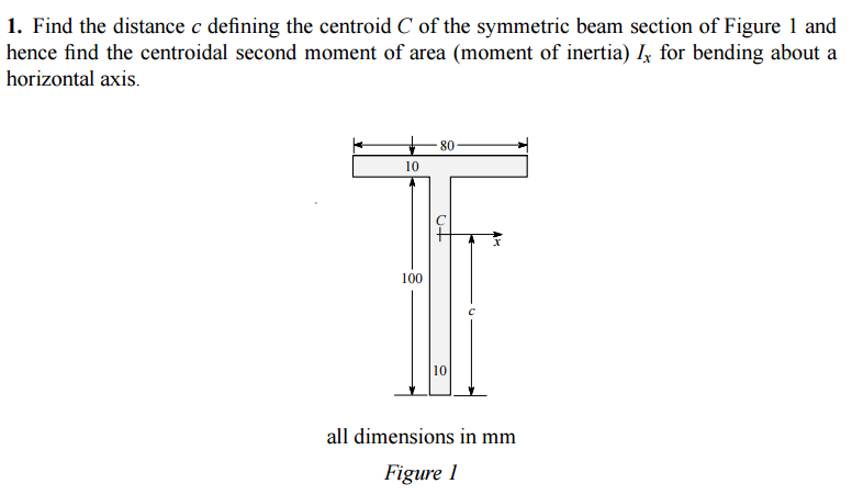 1. Find the distance c defining the centroid C of the | Chegg.com