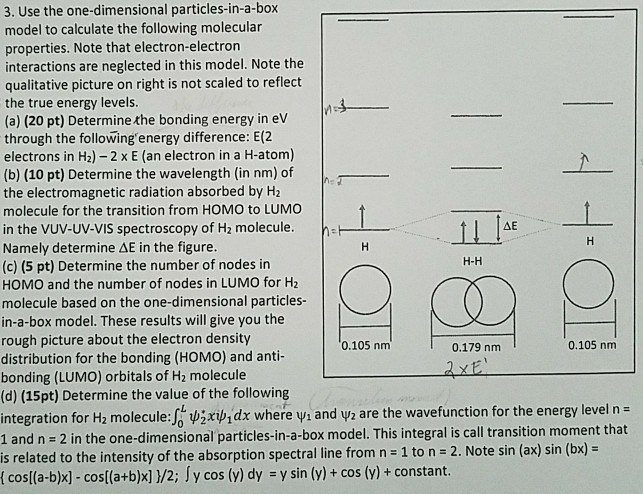 Solved 3. Use the one-dimensional particles-in-a-box model | Chegg.com