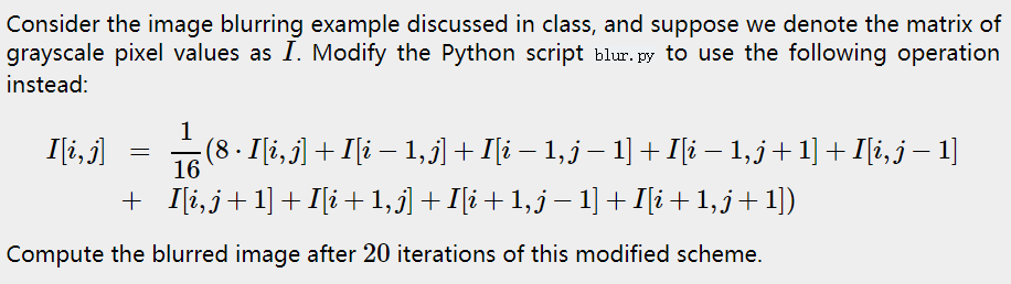 Consider the image blurring example discussed in | Chegg.com