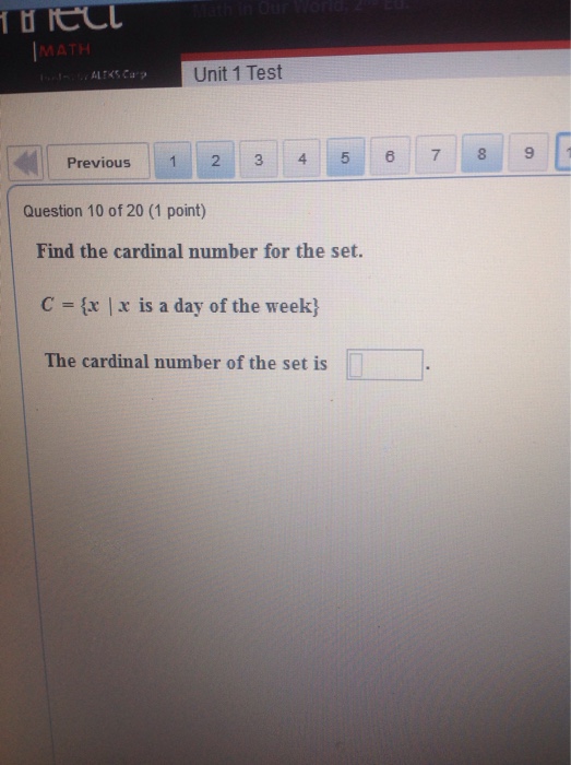 Solved Find the cardinal number for the set. C = {x | x is | Chegg.com