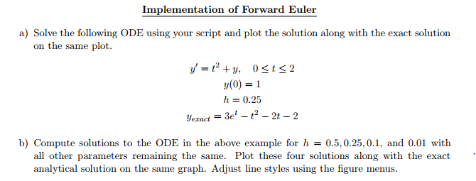 Solved Implementation Of Forward Euler A Solve The 