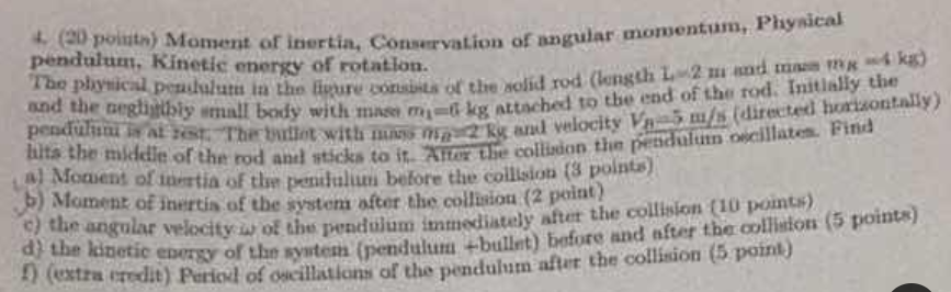 Solved 4 20 Poistn Moment Of Inertia Conservation Of