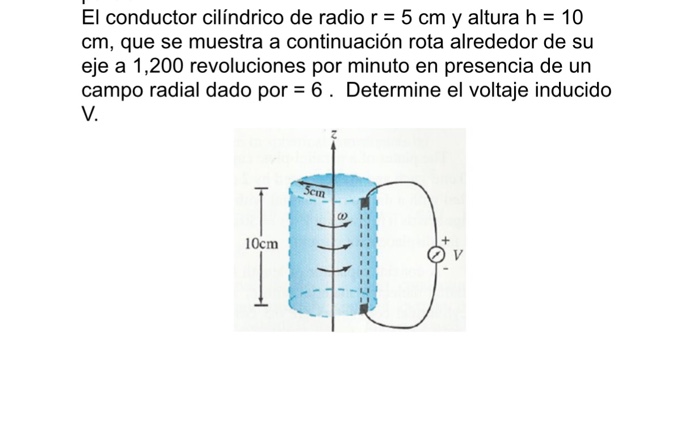 El conductor cilindrico de radio r = 5 cm y altura h | Chegg.com