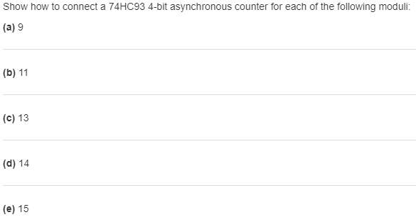 Solved Show how to connect a 74HC93 4-bit asynchronous | Chegg.com