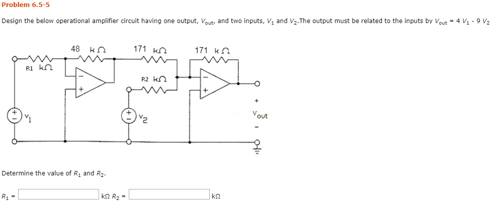 Solved Problem 6.5-5 Design the below operational amplifier | Chegg.com