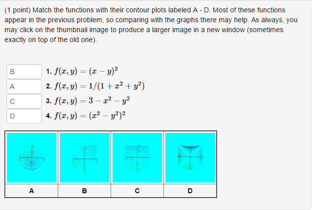 Match the functions with their contour plots labeled | Chegg.com