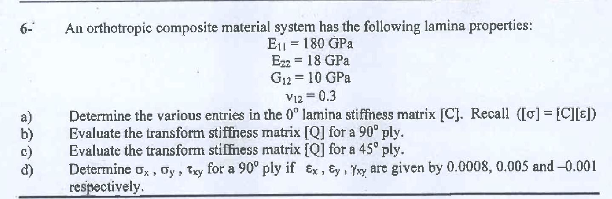 An orthotropic composite material system has the | Chegg.com
