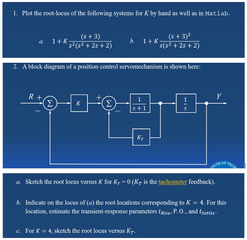 Solved 1. Plot the root-locus of the following systems for K | Chegg.com