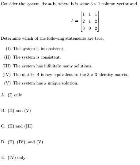 Solved Consider the system Ax = b, where b is some 3 times 1 | Chegg.com