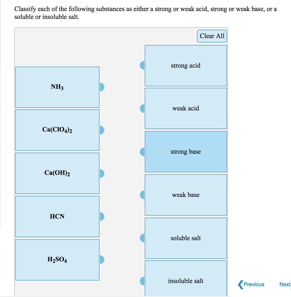 Solved Classify each of the following substances as either a | Chegg.com