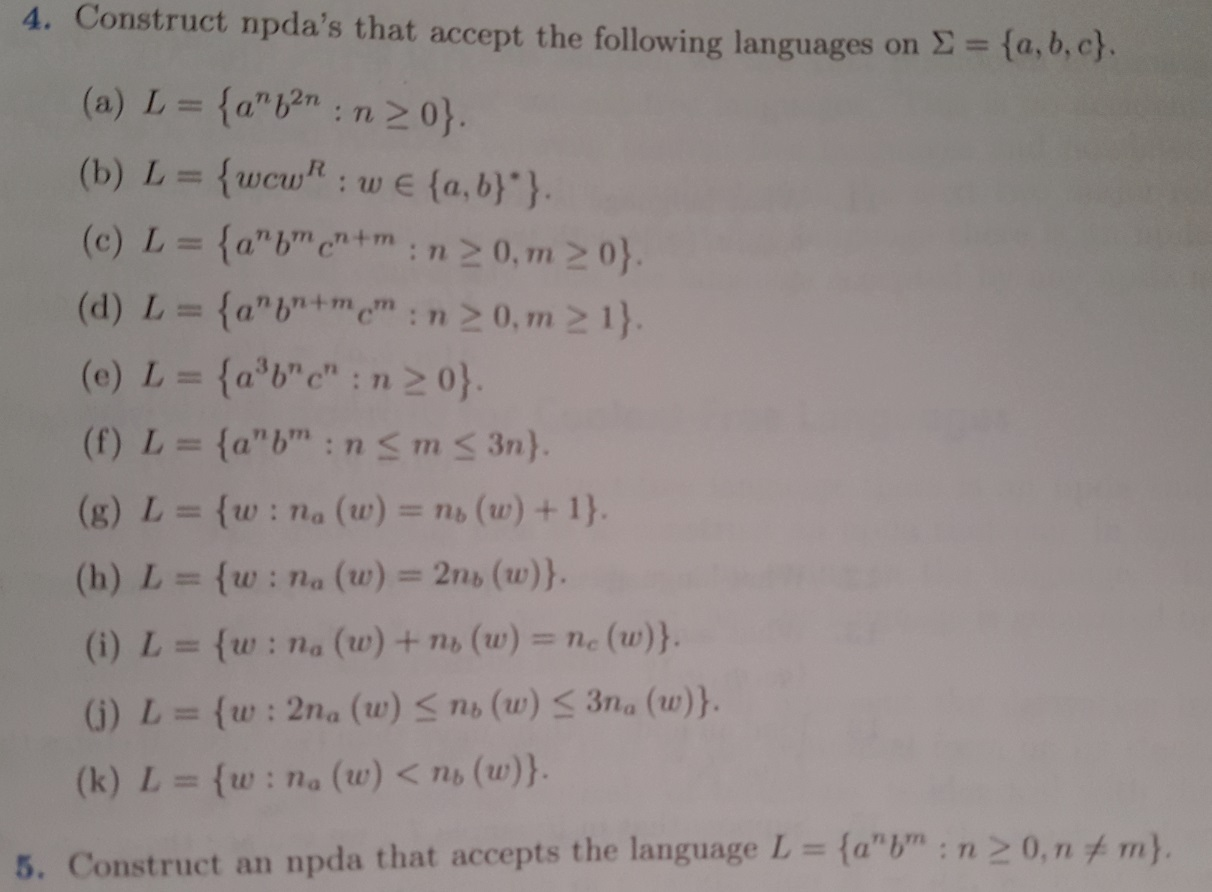 Solved Construct npda's that accept the following languages | Chegg.com