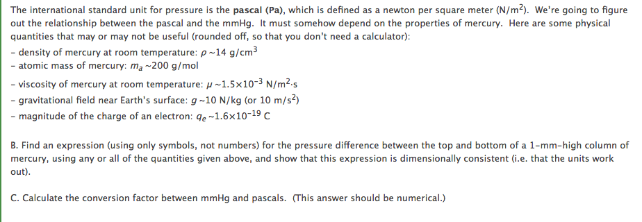 Solved The international standard unit for pressure is the | Chegg.com