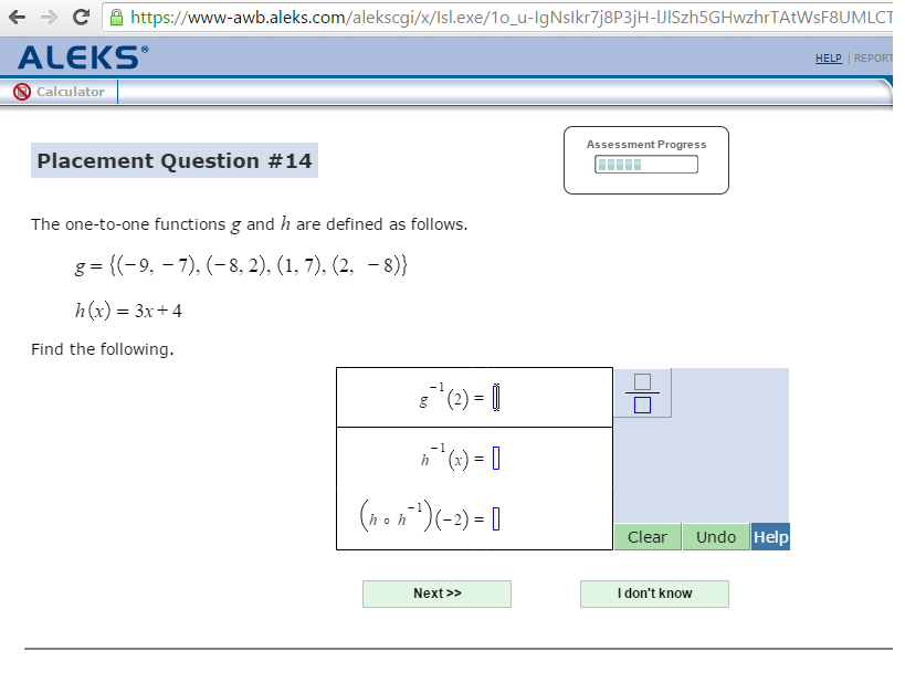 Solved The one-to-one functions g and h are defined as | Chegg.com