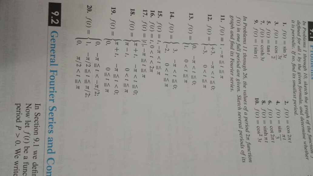 Solved The values of a period 2pi function f(t) in one full | Chegg.com
