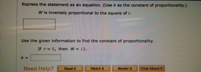 Solved Express The Statement As An Equation Use K As The