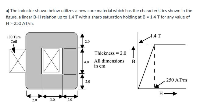 Solved a) The inductor shown below utilizes a new core | Chegg.com