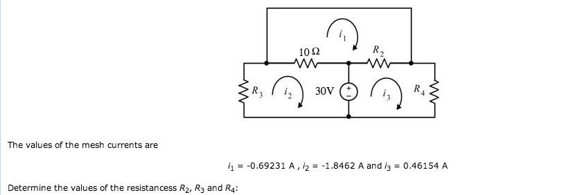 Solved The values of the mesh currents are Determine the | Chegg.com