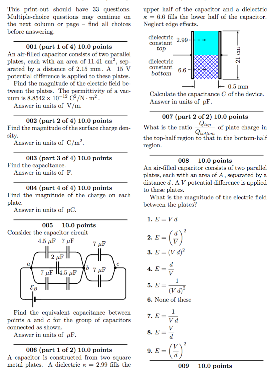 Solved Capacitor Question I need help on question 6. For | Chegg.com