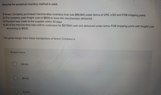 Solved Assume the perpetual inventory method is used 1 Green | Chegg.com