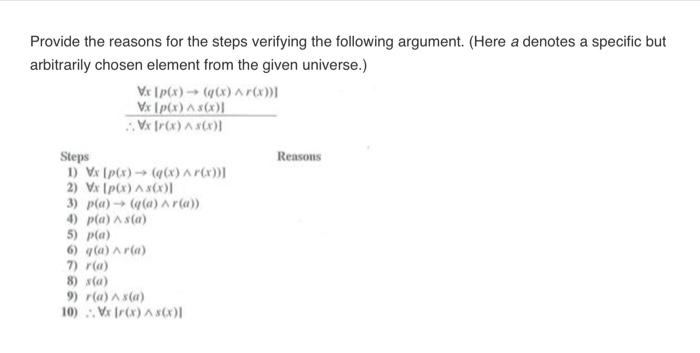Solved Provide the reasons for the steps verifying the | Chegg.com