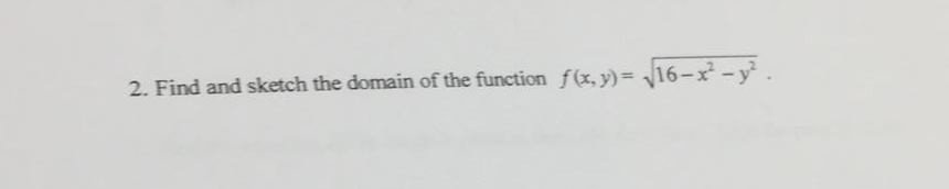 Solved 2. Find and sketch the domain of the function f(x, y) | Chegg.com