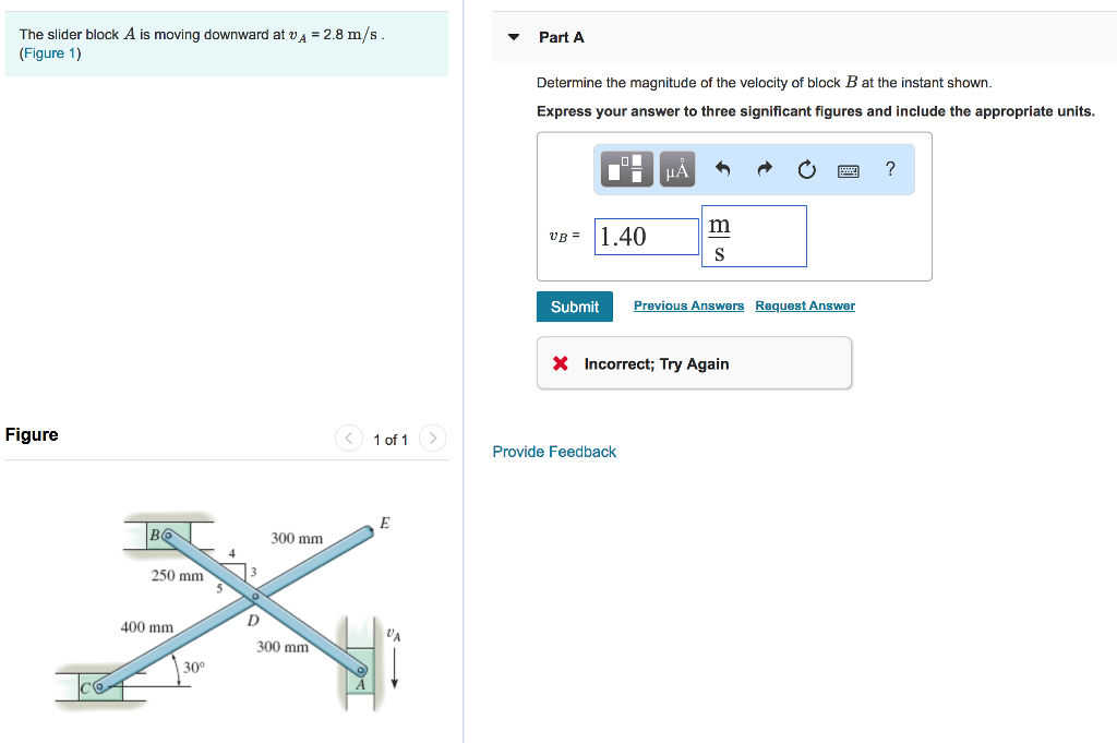 Solved The slider block A is moving downward at vA-2.8 m/s | Chegg.com Solved The slider block A is moving downward at vA-2.8 m/s | Chegg.com