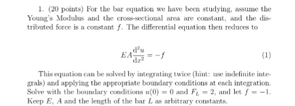 Solved For the bar equation we have been studying, assume | Chegg.com