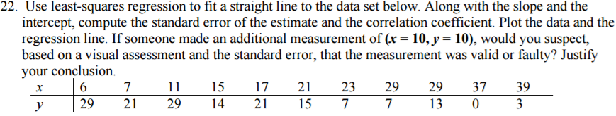 Solved Use least-squares regression to fit a straight line | Chegg.com