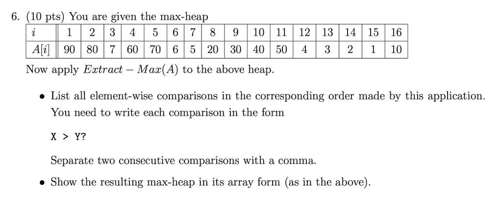 Solved You are given the max-heap Now apply Extract - Max(A) | Chegg.com