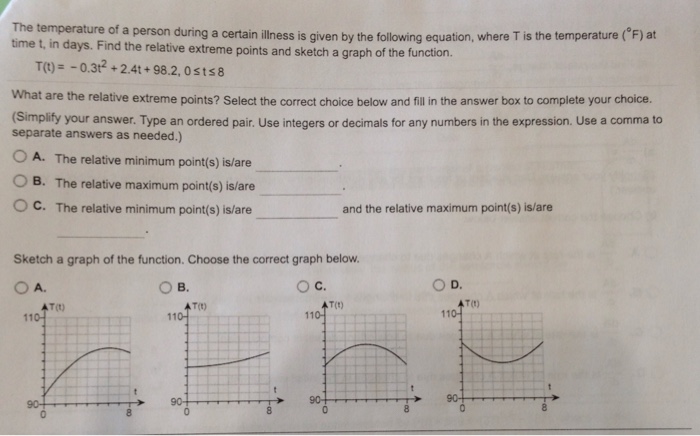 Solved The temperature of a person during a certain illness | Chegg.com