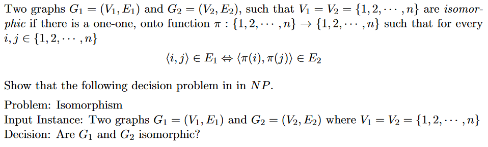 Solved Two graphs G_1 = (V_1, E_1) and G_2 = (V_2, E_2), | Chegg.com