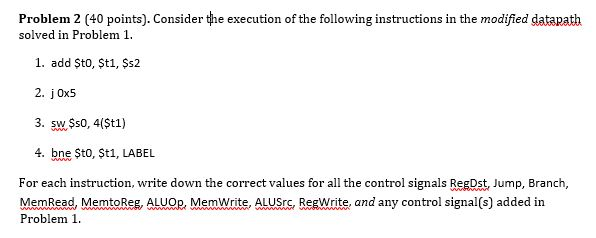 Problem 2 (40 points). Consider the execution of the | Chegg.com Problem 2 (40 points). Consider the execution of the | Chegg.com