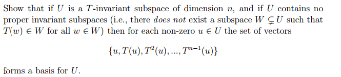 Solved T-invariant Subspace question I have came through | Chegg.com