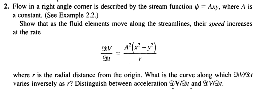 Solved Flow in a right angle corner is described by the | Chegg.com