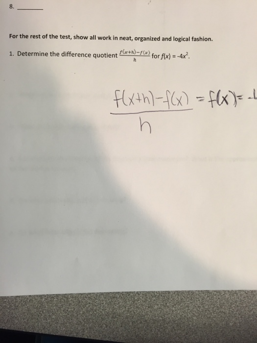 Solved Determine The Difference Quotient F X H F X H
